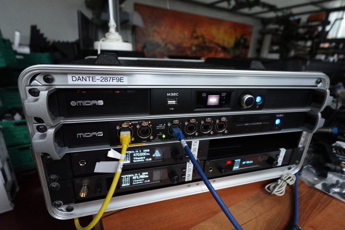 A Dante/AES50 enabled 4U mixer rack for 8 wireless IEM channels ...